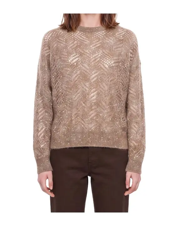 Brunello Cucinelli Sequin-embellished Open-knit Sweater
