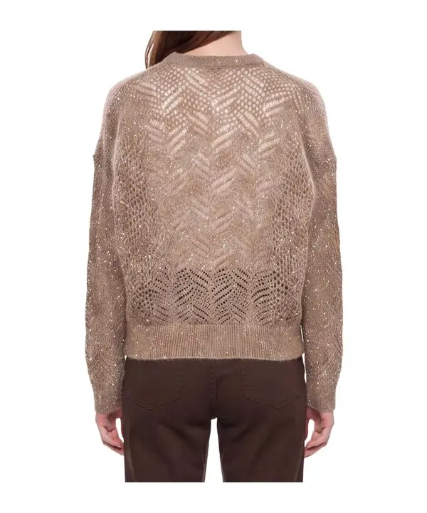 Brunello Cucinelli Sequin-embellished Open-knit Sweater