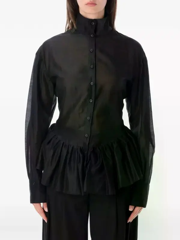 THELATEST Elaine Ruffled-peplum Shirt - Black