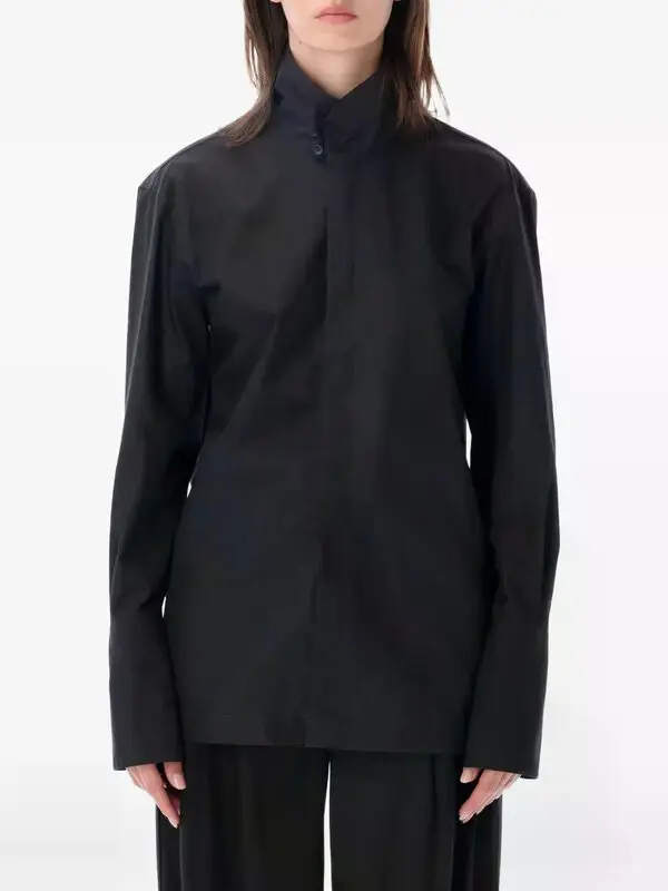 THELATEST Edith High-neck Long-sleeve Shirt - Black