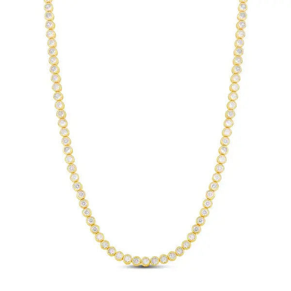 SHYMI Two Mm Bezel-set Classic Round Tennis Necklace - Gold