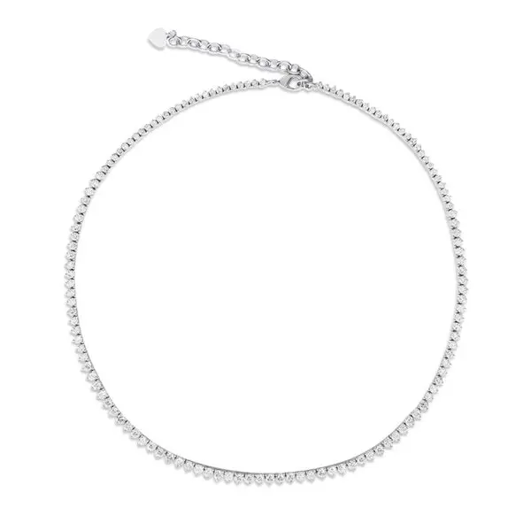 SHYMI Graduated Three Prong Tennis Necklace - Silver