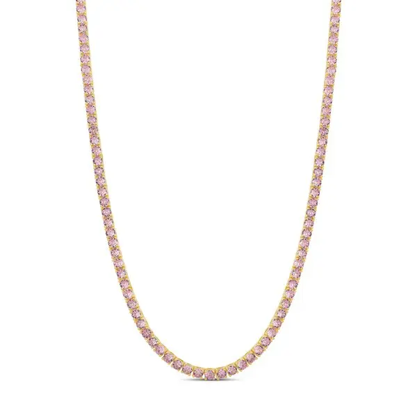 SHYMI Three Mm Classic Tennis Necklace - Pink