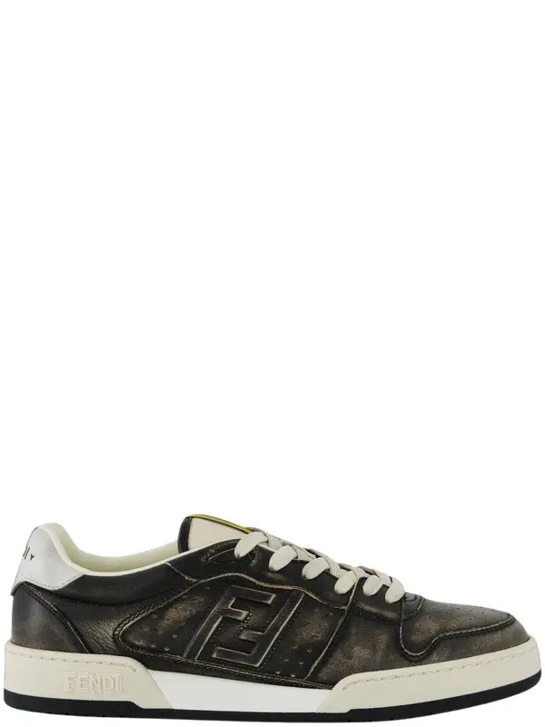 Fendi Distressed-effect Ff Logo Sneakers