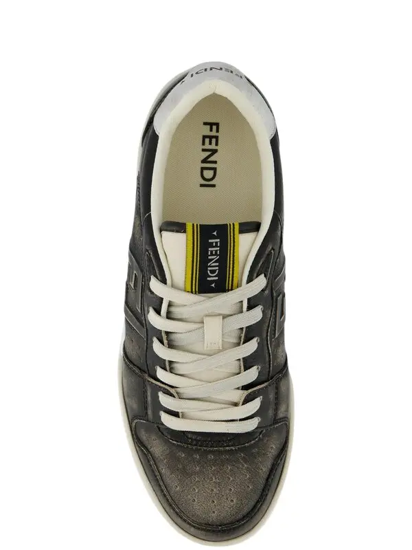 Fendi Distressed-effect Ff Logo Sneakers
