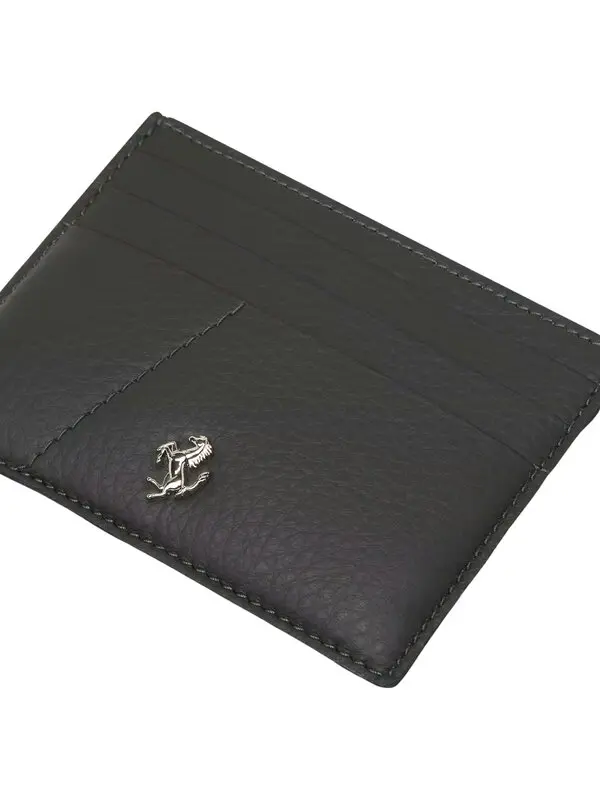 FERRARI Garnet Leather Card Holder With Prancing Horse By