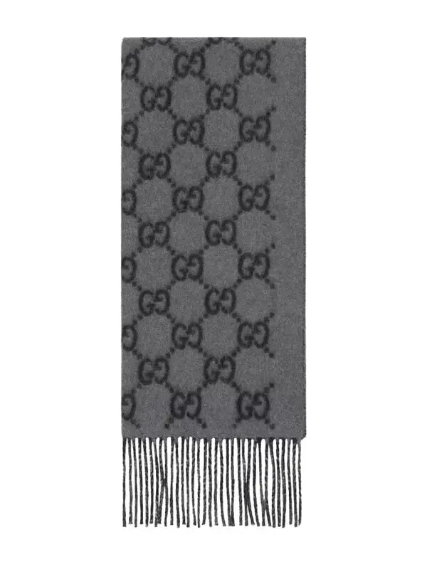 Gucci Gg Cashmere Scarf - Grey