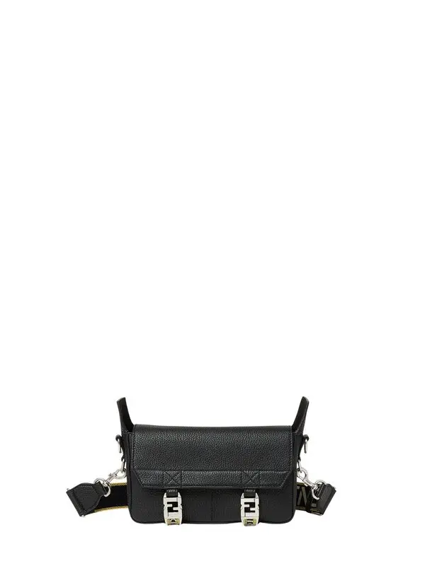 Fendi Flow Romano Leather Crossbody Bag - Black