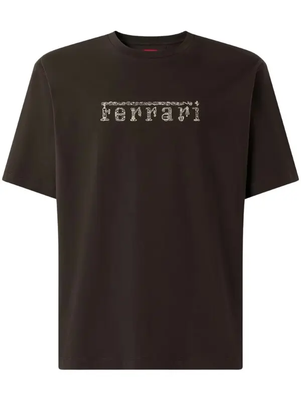 FERRARI Cotton T-shirt With Embroidered Logo