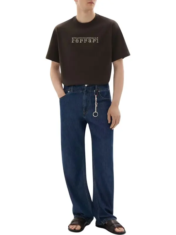 FERRARI Cotton T-shirt With Embroidered Logo