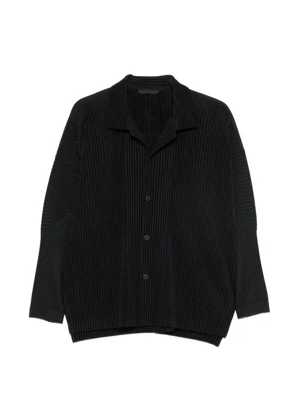 Issey Miyake Pleated Polo Shirt - Black