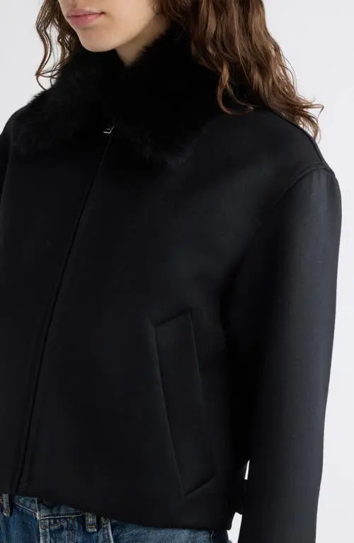 Acne Studios Odayla Wool Jacket With Genuine Shearling Collar