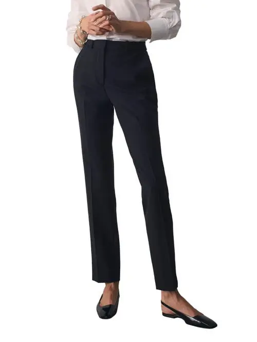 The Fold Clever Wool Blend Livara Trousers - Navy