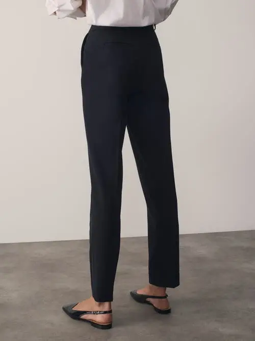 The Fold Clever Wool Blend Livara Trousers - Navy