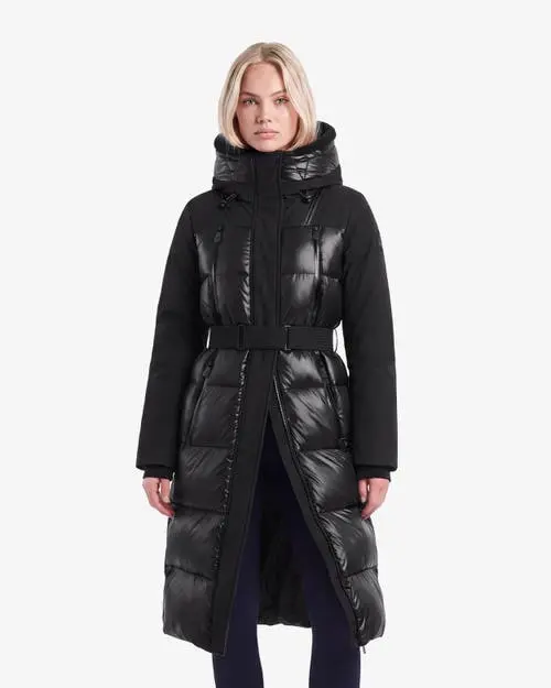 ALPENHAUS Valezia Belted Maxi Length Puffer Coat - Black