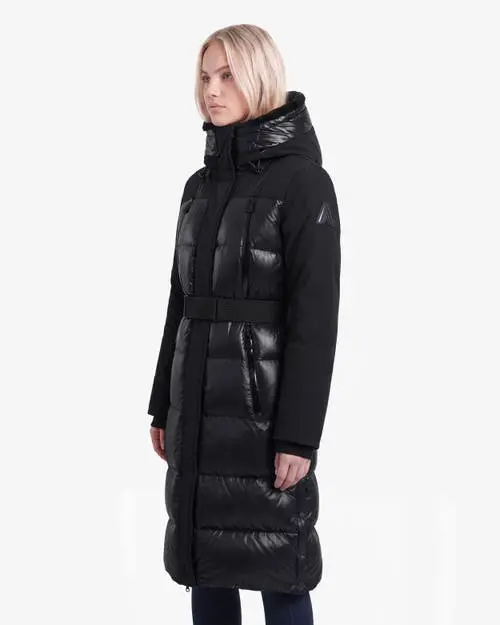 ALPENHAUS Valezia Belted Maxi Length Puffer Coat - Black