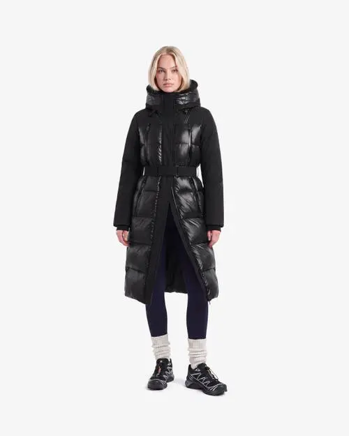 ALPENHAUS Valezia Belted Maxi Length Puffer Coat - Black