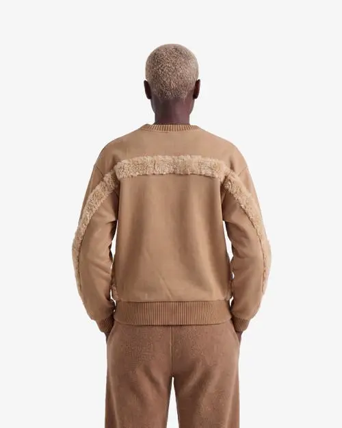 ALPENHAUS Montiel Relaxed Crewneck With Faux Faux Sherling Inserts - Camel