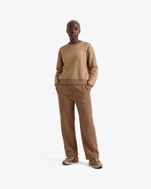 ALPENHAUS Montiel Relaxed Crewneck With Faux Faux Sherling Inserts - Camel