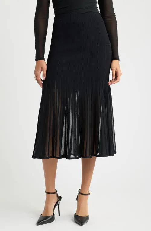 OPEN EDIT Ribbed Sweater Midi Skirt - Black