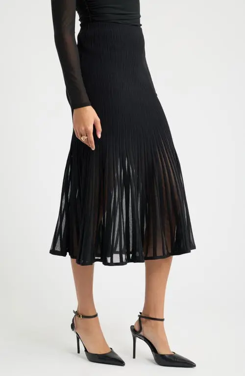 OPEN EDIT Ribbed Sweater Midi Skirt - Black