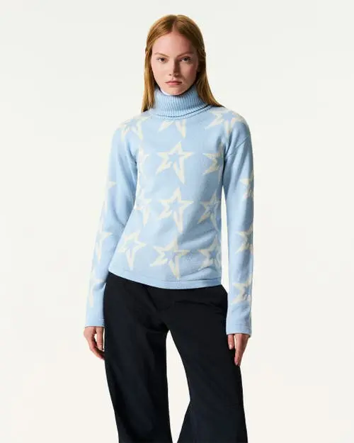 Perfect Moment Star Dust Merino Wool Sweater - Cloud Blue