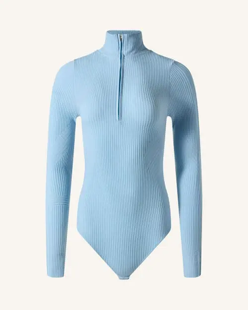 Perfect Moment Wool Blend Base Layer Bodysuit - Cloud Blue