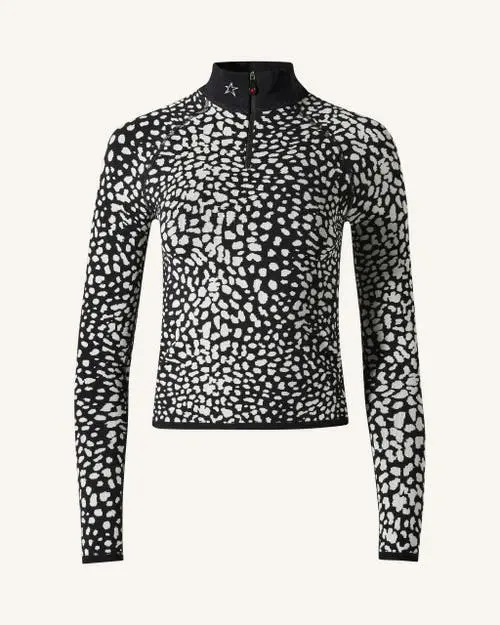 Perfect Moment Jacquard Base Layer Top - Snow Leopard