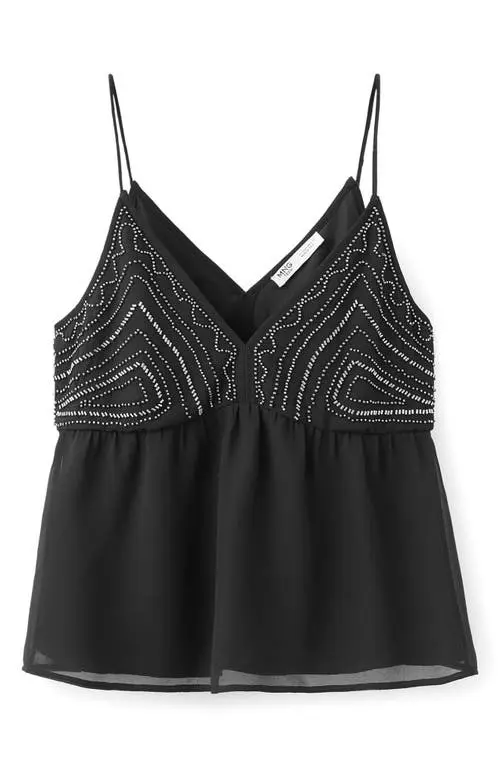 Mango Beaded Detail Chiffon Tank Top
