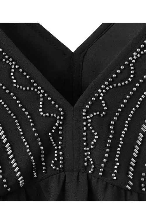 Mango Beaded Detail Chiffon Tank Top