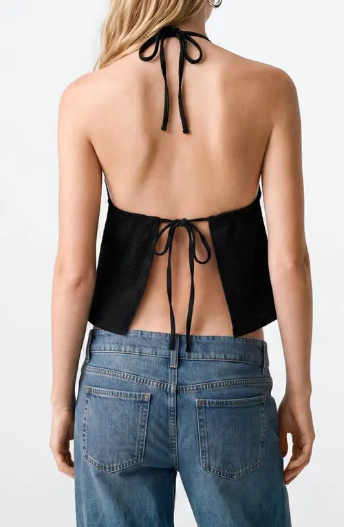 Mango Embroidered Halter Top
