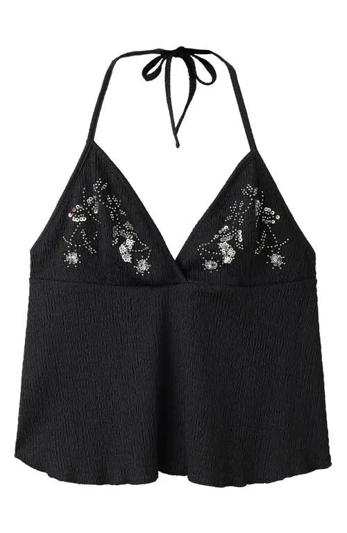 Mango Embroidered Halter Top