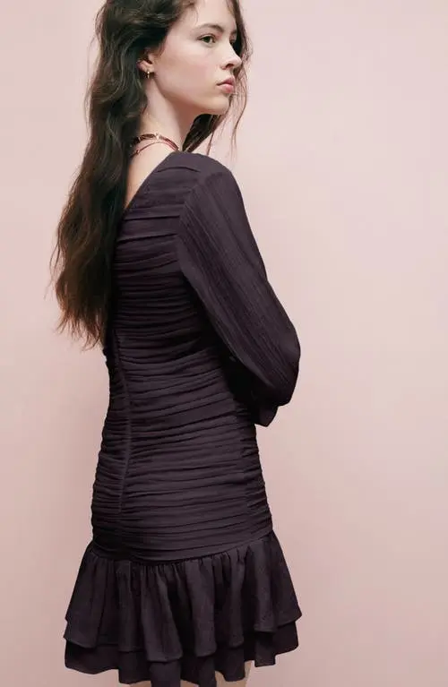 Mango Draped Cotton Minidress