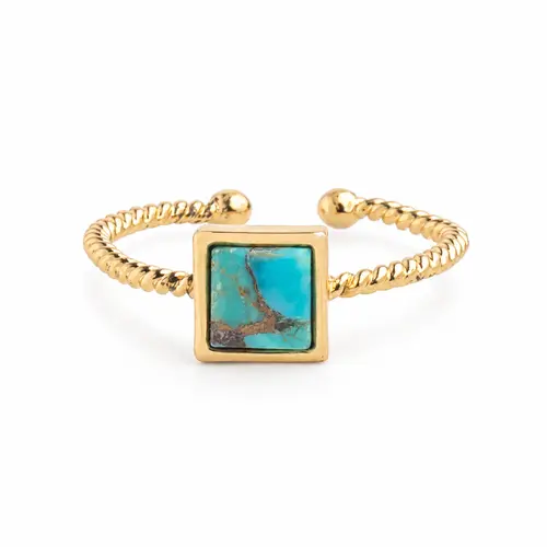 STARFISH PROJECT Jayne Square Ring - Turquoise/gold