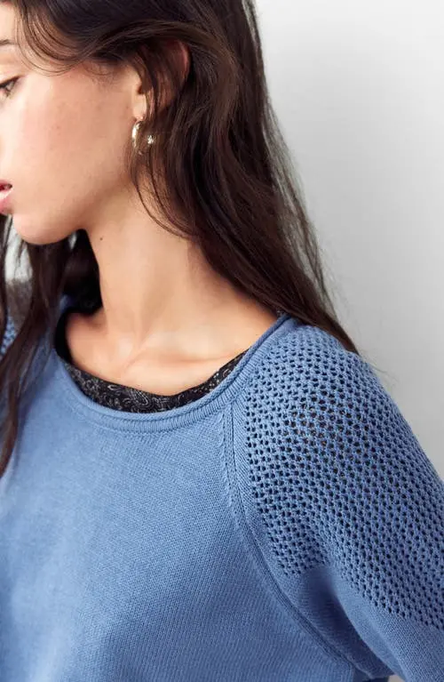 Mango Crochet Detail Cotton Sweater