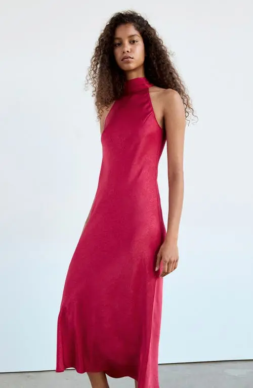 Mango Satin Halter Neck Dress