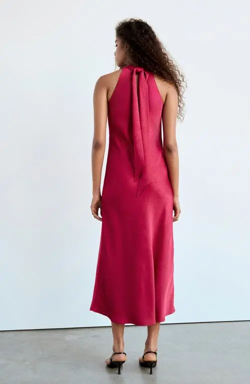 Mango Satin Halter Neck Dress