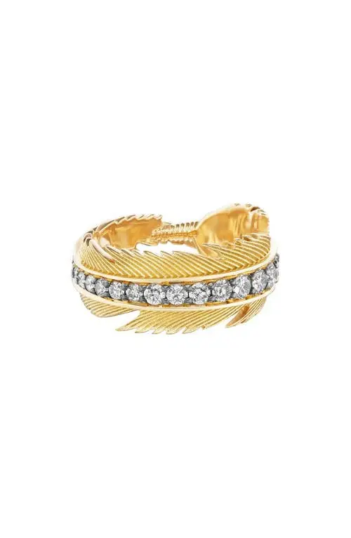 NIGHTHORSE Feathers 18k Gold Feather Ring - Diamond