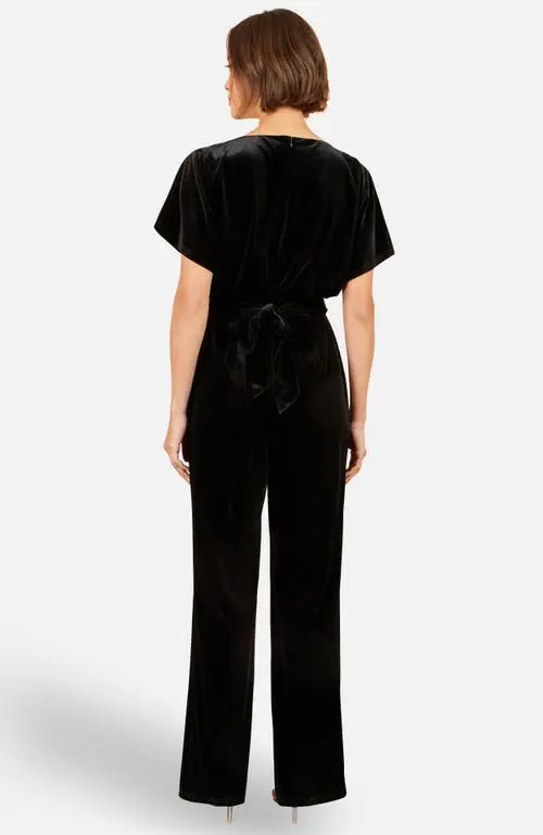 YUMI Bow Neck Wide Leg Evening Jumpsuit