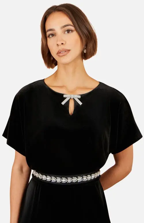 YUMI Bow Neck Wide Leg Evening Jumpsuit