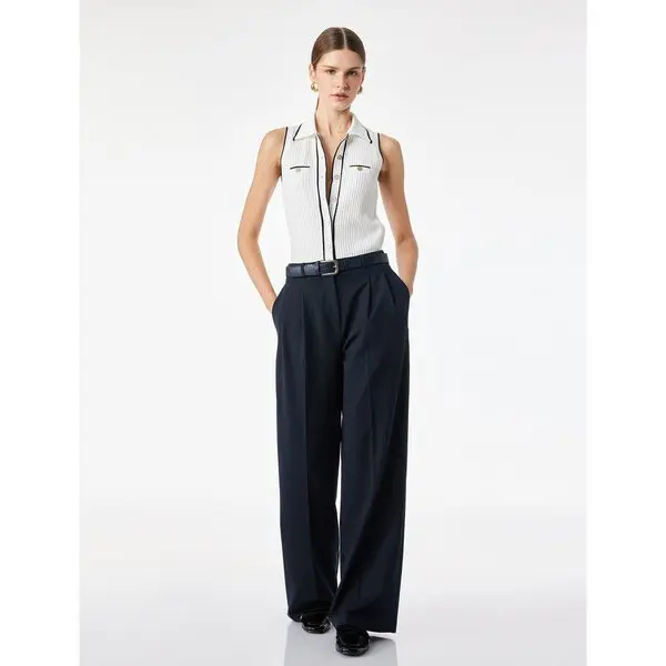 Koton Button-front Sleeveless Polo Knit Top Contrast Trim