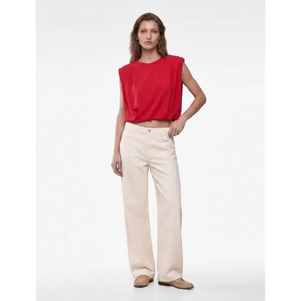 Koton Cotton Crew Neck Sleeveless T-shirt With Shoulder Pads
