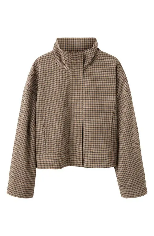 Mango Plaid Funnel Neck Bomber Jacket