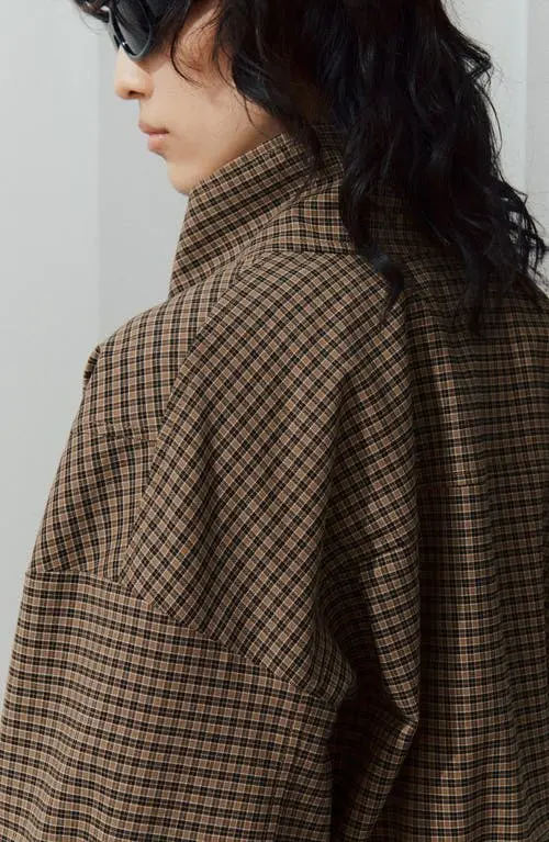 Mango Plaid Funnel Neck Bomber Jacket