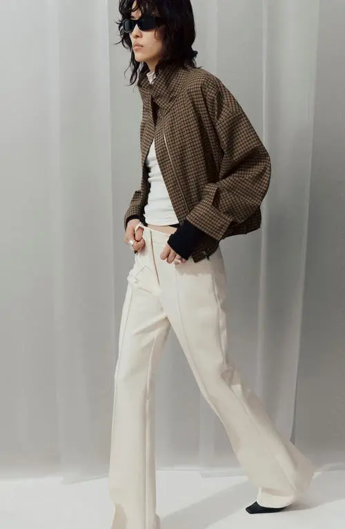 Mango Plaid Funnel Neck Bomber Jacket