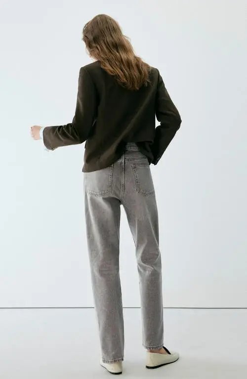 Mango High Waist Straight Leg Jeans - Denim Grey