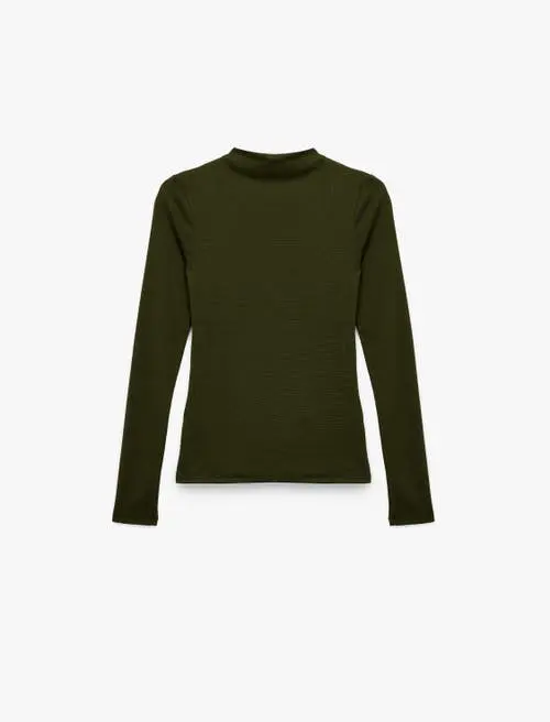 Koton Regular Fit Long Sleeve Ribbed Mock Neck Top