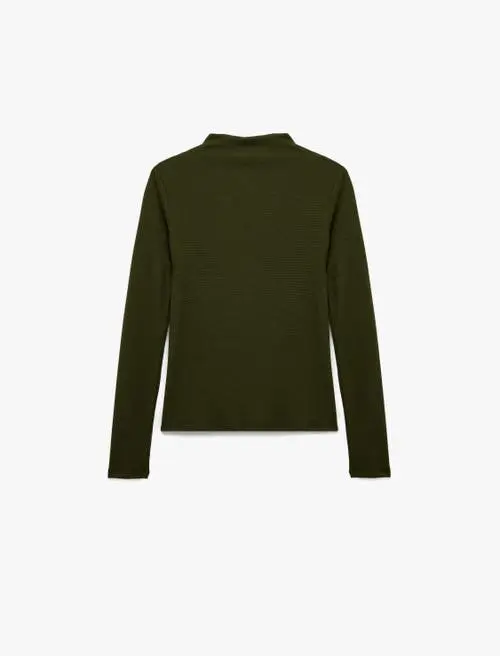 Koton Regular Fit Long Sleeve Ribbed Mock Neck Top