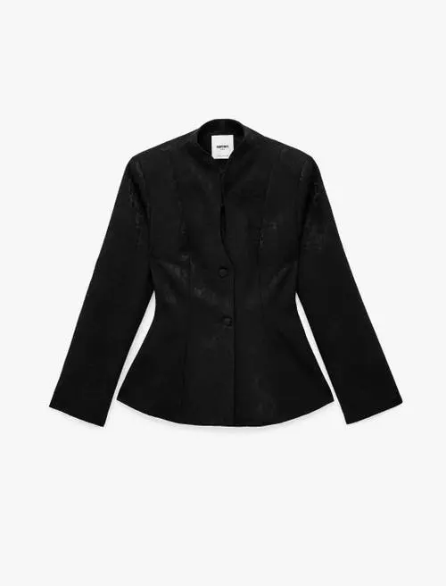 Koton Long Sleeve Mandarin Collar Floral Jacquard Blazer