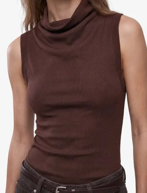Koton Slim Modal Blend Sleeveless Funnel Neck Top